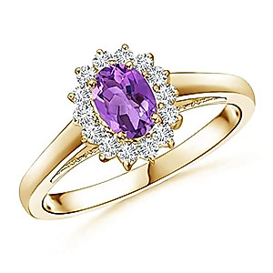 Carillon Princess Diana Inspired 925 Sterling Silver 1 Ctw Amethyst Gemstone Women Wedding Ring (Yellow Plated, 8)