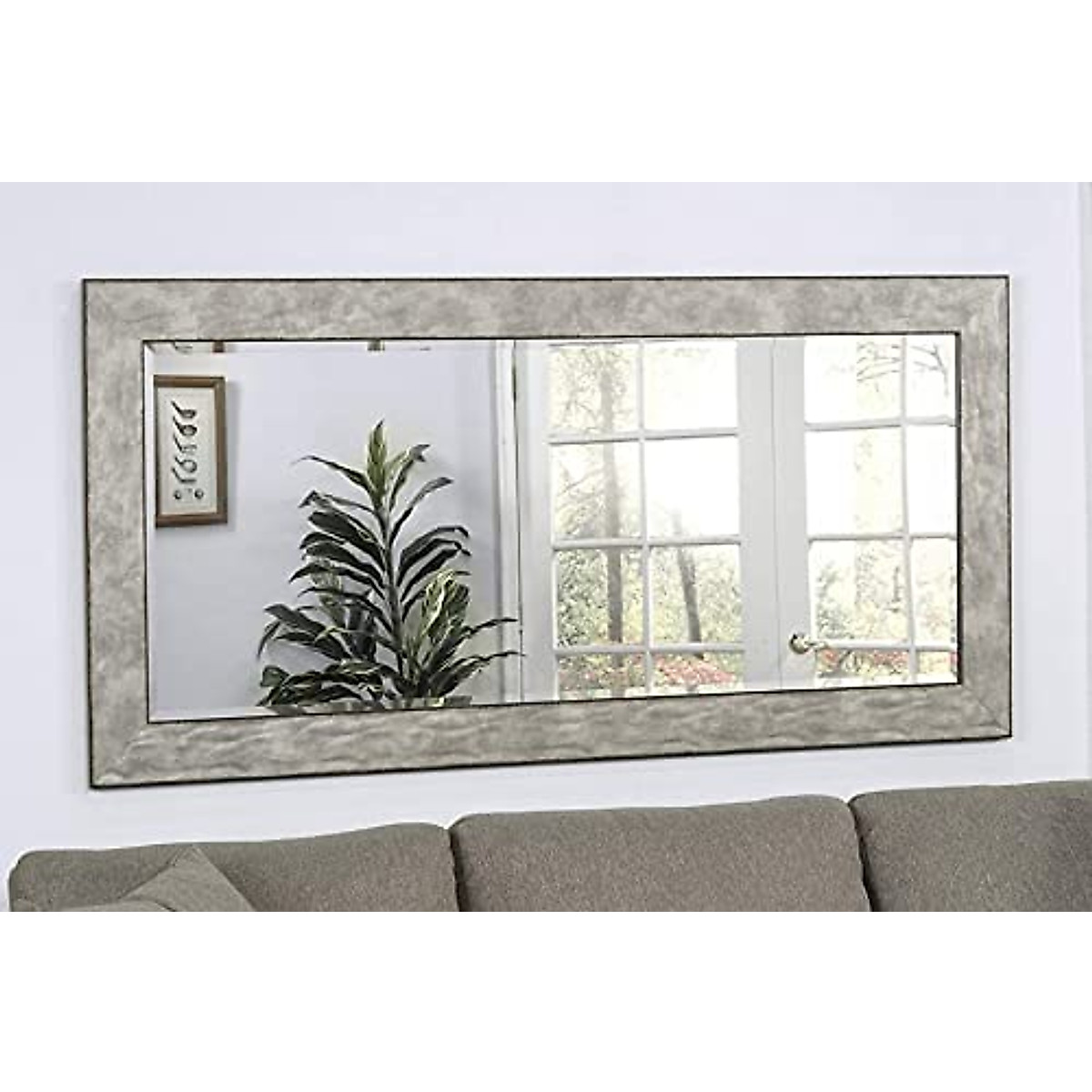 OBIOZZ Floor Mirror, Full Body Mirror Full Length Mirror Standing Rustic Wall Mirror Floor Leaning Standing Large Full Length Beveled Glass Gray Dressing Mirror for Bedroom Living Room