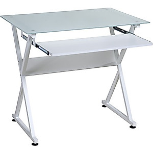 OneSpace Ultramodern Glass Computer Desk, White