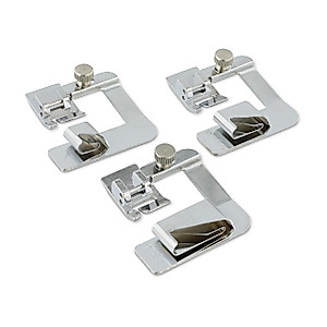 Madam Sew Rolled Hem Presser Foot Set – 3 Piece Wide Hemmer Foot Kit Includes 1/2”, 3/4" and 1” Presser Feet – Compatible with Singer, Brother, Babylock, Euro-Pro, Janome and More