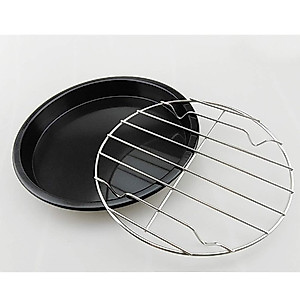 PartyKindom Grill Turkey Rack Food Steamer Round Baking Rack Wire Rack Cooling Rack Stainless Steel Roasting Rack Dish Steam Rack Baking Supplies Meat Net Grilling Rack Pots and Pans Tray
