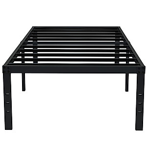 EMODA 18 Inch Twin XL Bed Frames No Box Spring Needed, Heavy Duty XL Twin Metal Platform Bed Frame with Tall Storage Space, Noise Free, Easy Assembly, Black