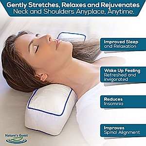 Nature's Guest Adjustable Cervical Neck Roll Bolster Pillow, Better Than Memory Foam Pillow, Neck Pillow for Sleeping, Cervical Cylinder Pillow for Spine Back, Neck Pain, Travel Pillow Leg Bed Pillow