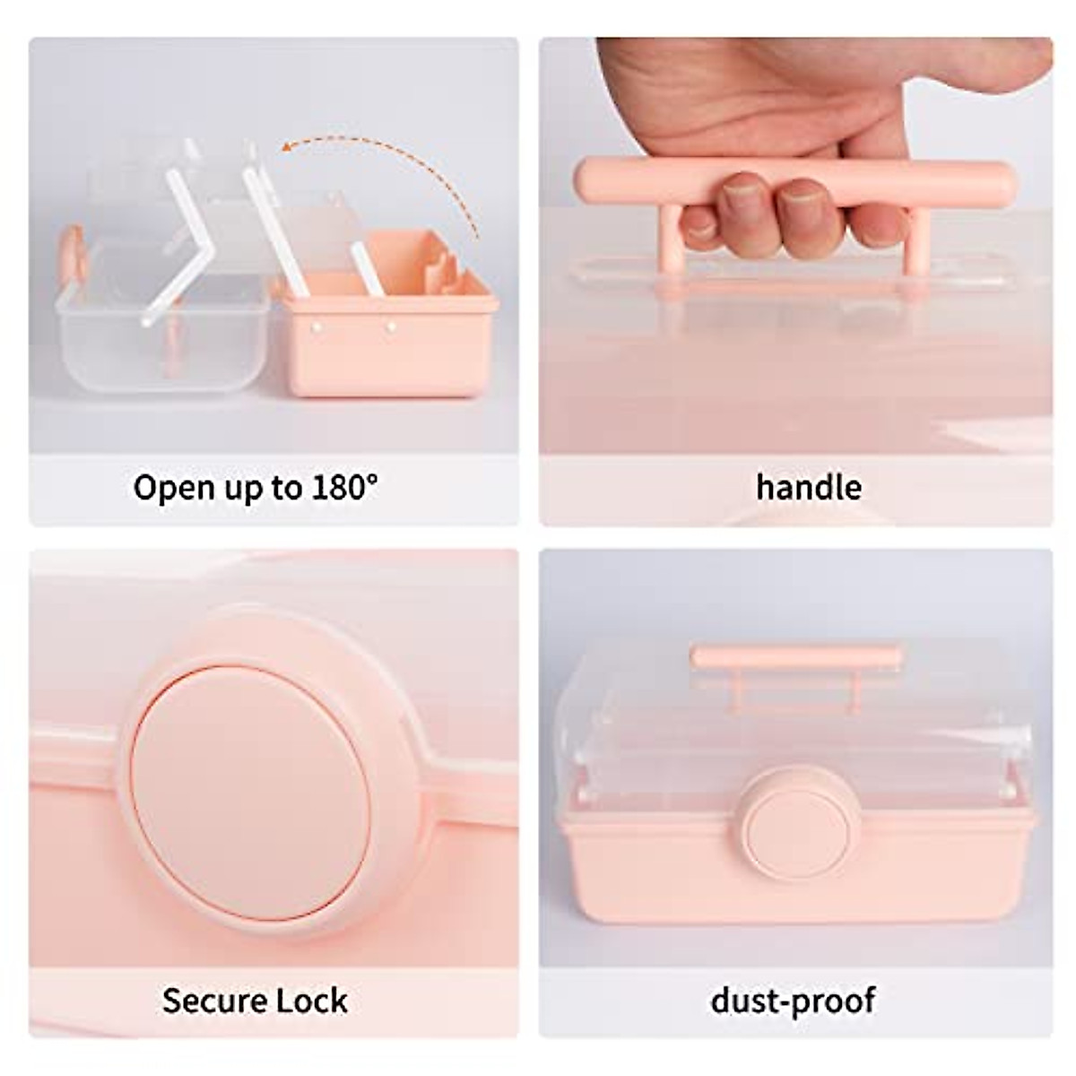 Unaone Cosmetic Storage Box, Large Capacity Makeup Organizer with Transparent Visual Cover, 3 Layer Cosmetic Storage Organizer for Cosmetic, Lipsticks, Eyeshadow, Face Mask