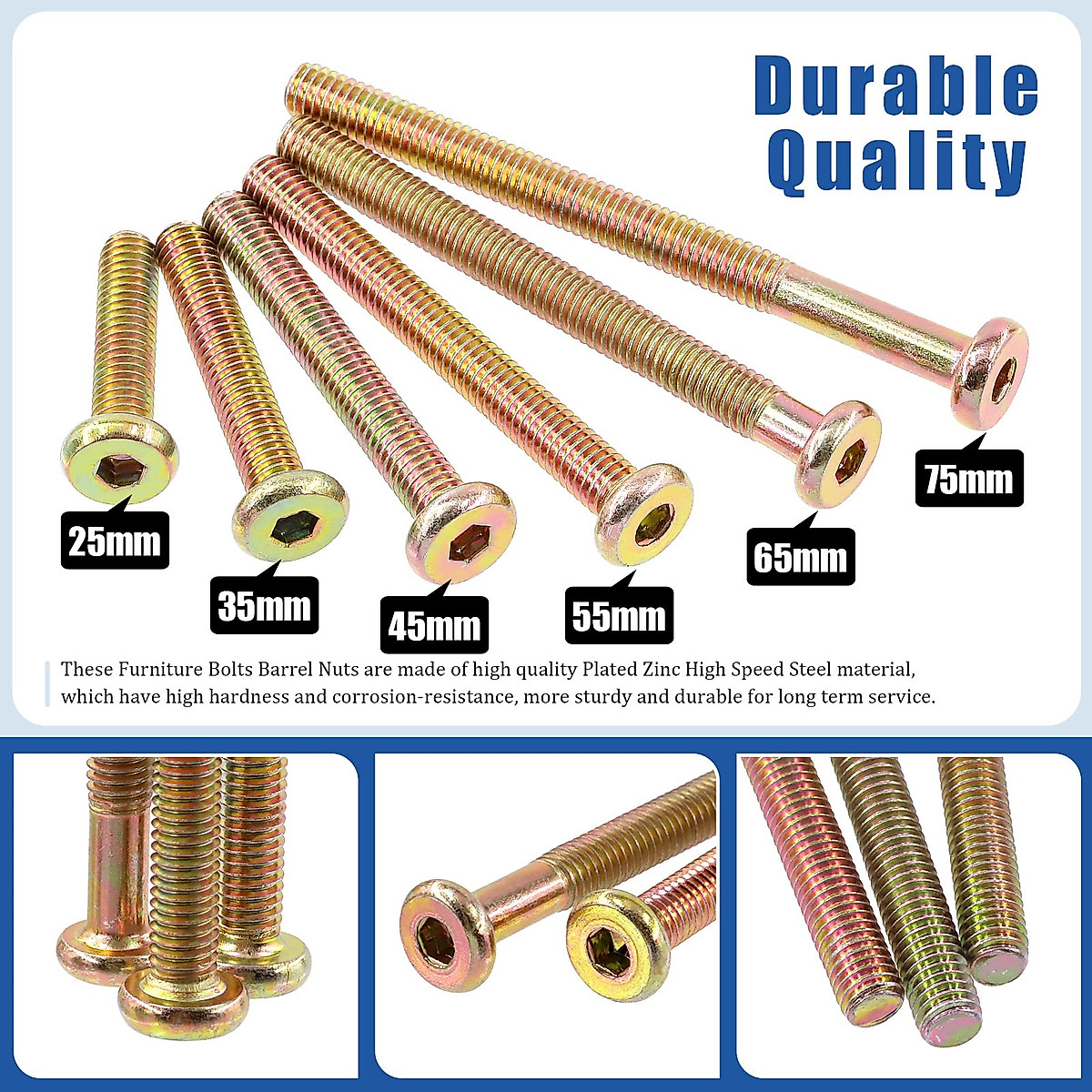 Glarks 138Pcs M6 Baby Bed Crib Screws Hardware Replacement Kit, M6x25/35/45/55/65/75/85MM Hex Socket Cap Screws with Nuts Washers and Tools for Chair Table Cabinets Furniture