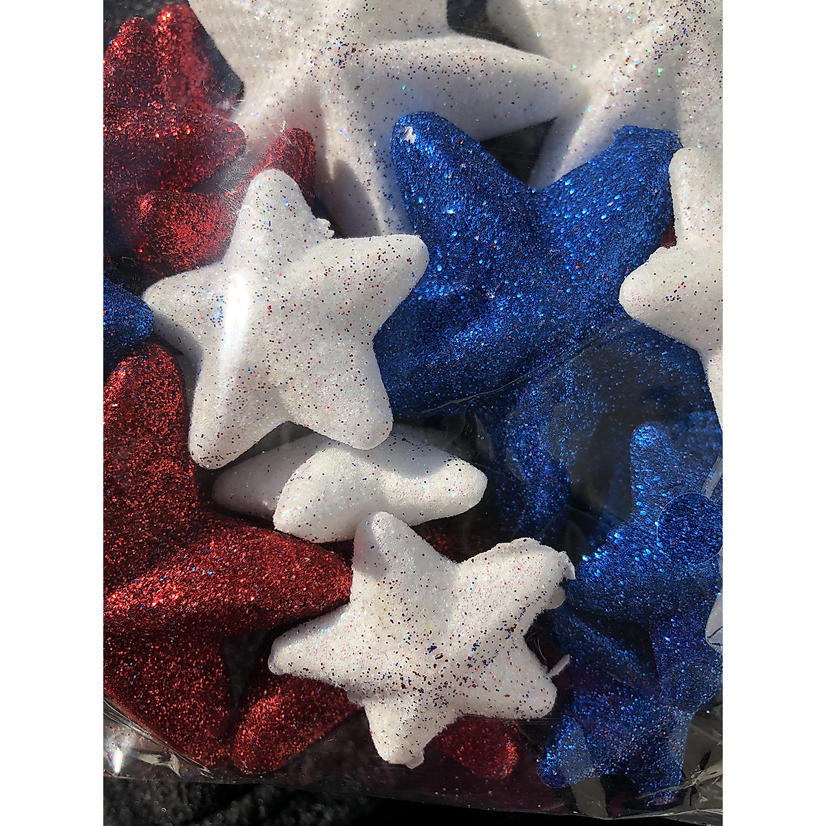 Red White and Blue Glitter Stars Fourth of July Confetti and Foam Scatter