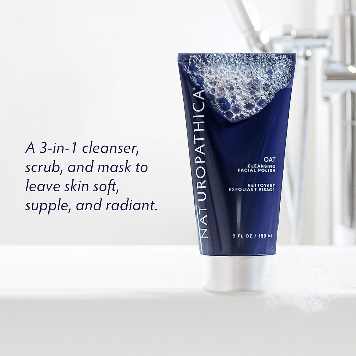 Naturopathica Oat Cleansing Facial Polish, Multi-Use Facial Cleanser, Face Scrub and Facial Mask, Exfoliating Face Wash for Men & Women, 5 fl oz