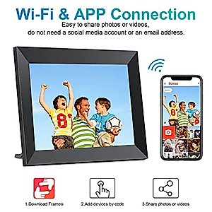 YunQiDeer 8 Inch Digital Photo Frame WiFi with1280*800 IPS LCD Touch Screen,Built-in 16GB Storage,Auto Rotate,Video Clips and Slide Show,Send Photos Instantly from Anywhere with via Frameo APP…
