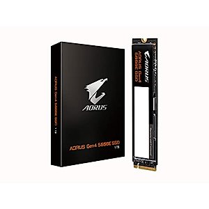 Gigabyte AORUS Gen4 5000E SSD 1TB SSD PCIe 4.0 NVMe M.2 Internal Solid State Hard Drive with Read Speed Up to 5000MB/s, Write Speed Up to 4600MB/s, AG450E1TB-G