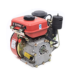 196CC 2.2KW 4 Stroke 6HP Diesel Engine, Manual Start Single Cylinder Engine, Aluminum Air-Cooled 1 Cylinder Diesel Engine for Irrigation and Drainage Machines Generator Sets