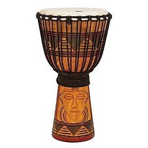 Toca TODJ-12TM Origins Series Rope Tuned Wood 12-Inch Djembe - Tribal Mask