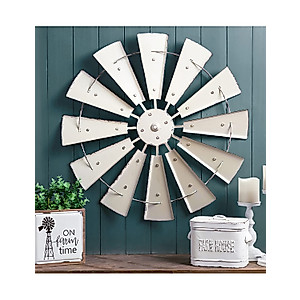 Glitzhome 22" Farmhouse Galvanized Windmill Wall Sculpture Home Decor Rustic Metal Rustic Wall Art Decoration, Silver