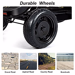 Pedal Go Kart for Kids, Pedal Powered Ride On Cars w/Adjustable Seat, Foot Pedal, 4 Wheeler Pedal Vehicle for Kids, Ride On Go Cart for Kids