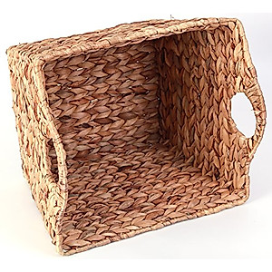 Vintiquewise Water Hyacinth Square Wicker Shelf Basket (Large)