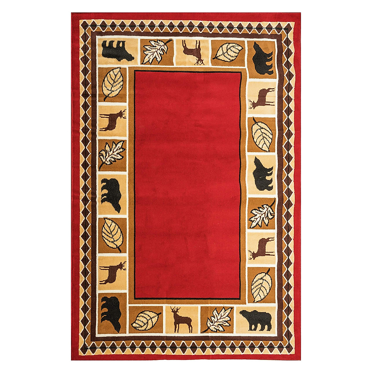 Furnish my Place 631 Red 3 PCS Wildlife Bear Rustic Moose Decor Lodge Cabin Area Rug, Elegant and Durable Mat, Red