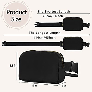 jealkip Waist Pack for Running Fanny Pack for Women and Men Crossbody Belt Bag Bum Bag with Adjustable Strap for Hiking Workout Sports Travel Black