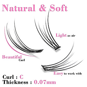 IECILI Individual Lashes/Lash Clusters 480pcs 8-14mm Cluster Eyelash Extensions /12 Roots/C Curl /0.07mm Cluster Lashes/Faux Mink Lash Extensions (C Curl, Fishtail Lashes-0.07mm)