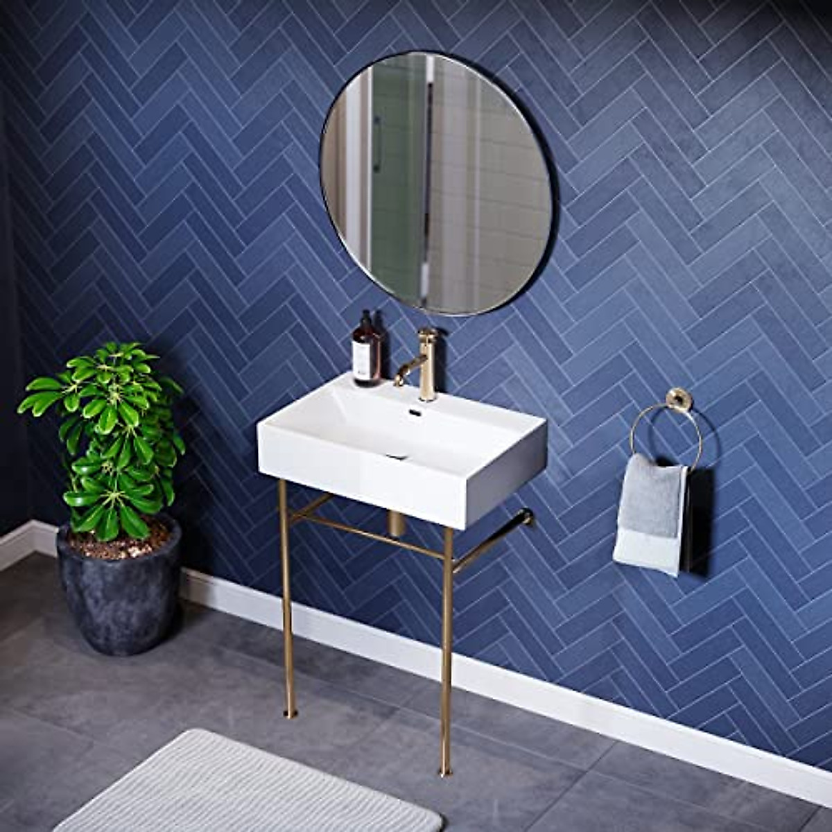 Swiss Madison Well Made Forever SM-CS721, Claire 24" Ceramic Console Sink In Glossy White Basin