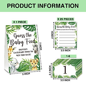 ISOVF Game Set, Woodland Safari Theme-1 Standing Sign, 25 Answer Cards, 6 Number Cards, Baby Shower Party Tabletop Game
