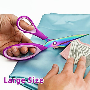 Craft Scissors Bundle, Sewing Scissors with Sharp Stainless Steel Blades and Soft Handles, Multipurpose Fabric Scissors Set, Great for Craft, Sewing, Arts, School and Home Supplies 3 Pack, Purple