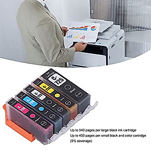 Hilitand Ink Cartridge Inkjet Cartridge ABS Printer Cartridge with Ink Printing Ink Cartridge for Print Photos, Test Papers, Documents (BK BK C M Y 5 Colors)