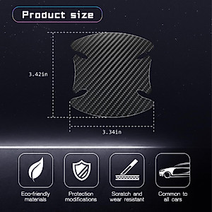 NGHEY 8 PCS Car Carbon Fiber Leather Door Bowl Film, 4.13" x 3.1" Door Handle Grain Anti-Scratch Protective Film, Install Door Handle Sticker, Suitable for Most Car Models (Black)