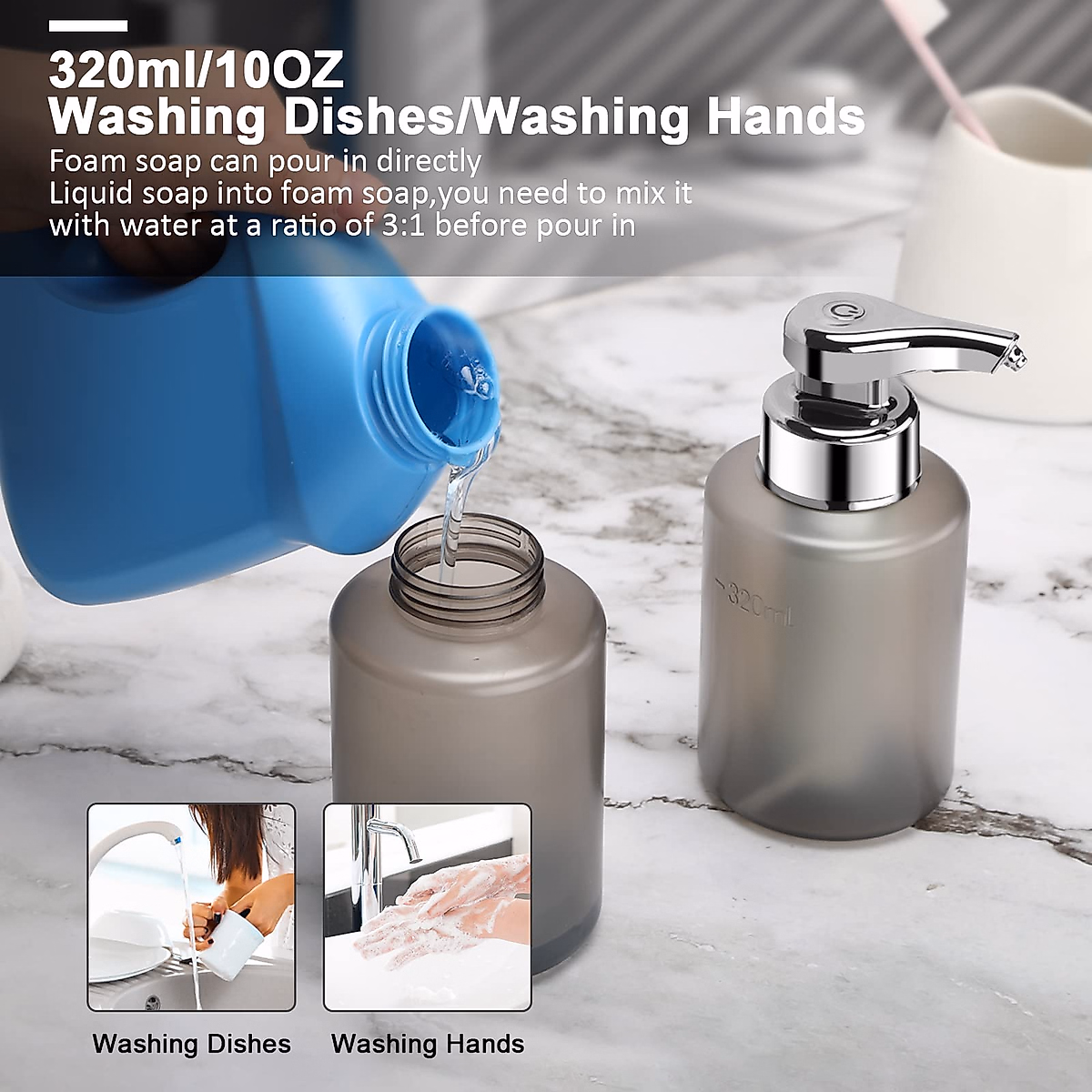 Automatic Soap Dispenser Foam Bathroom: Rechargeable Touchless Auto Smart Electric Plastic Grey Foaming Soap Dispenser - Kitchen - Hand Dish Lotion Couple Kids
