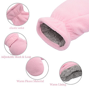 Toddler Mittens Baby Boy Girls Winter Warm Mittens Kids Easy-On Sherpa Fleece Lined Mittens Snow Infant Gloves 2 Pairs
