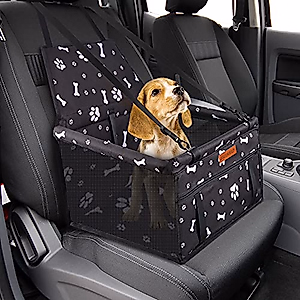 SWIHELP Dog Car Seat Travel Carrier Doggie Booster Cage, Oxford Breathable Folding Soft Washable Travel Bags for Cats or Other Small
