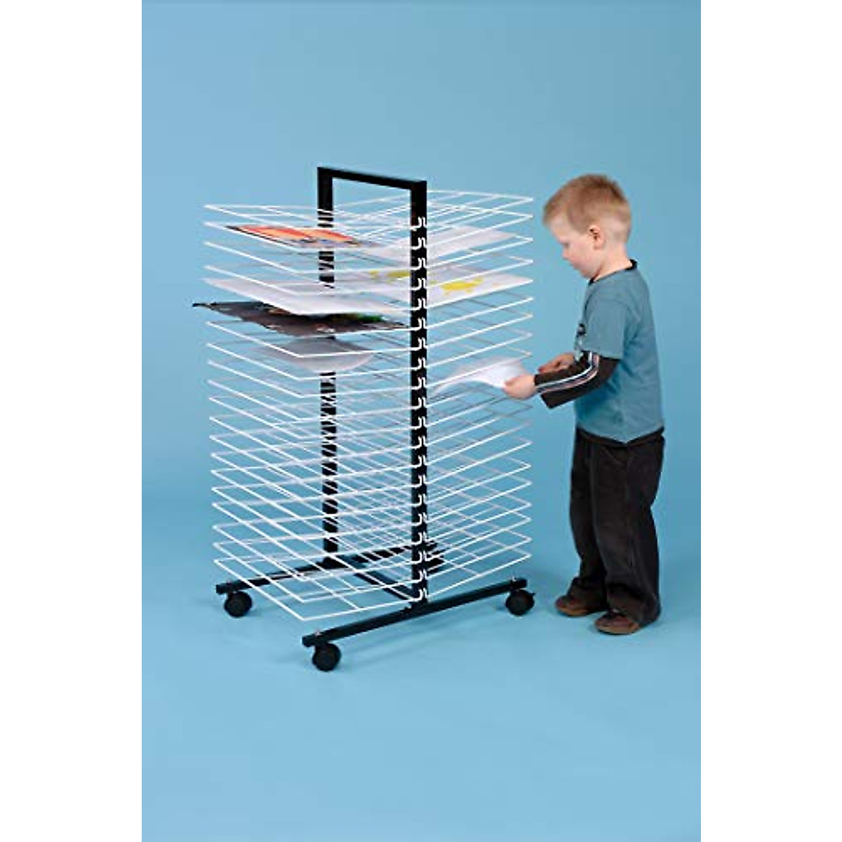 American Educational Products A-C1168 Drying Rack on Wheels, 40 Shelf, 7" Height, 18" Wide, 48" Length
