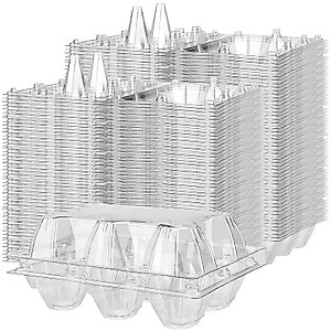 FUNSUEI 120 Pack 6 Eggs Clear Plastic Egg Cartons Bulk, Reusable Empty Egg Carton, Half Dozen Blank Chicken Egg Tray Holders for Family Storage, Pasture Farm, Market Display