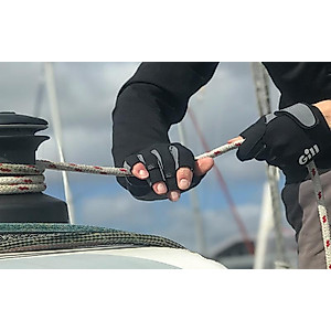 Gill Deckhand Sailing Gloves Short Finger with 3/4 Length Fingers - 50+ UV Sun Protection & Water Repellent - Black M