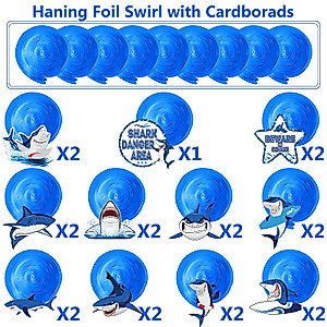 30 Pieces Shark Hanging Swirls Decorations Shark Party Supplies Shark Party Foil Swirls Hanging Ceiling Decoration for Boys Girls Shark Sea Theme Party Baby Shower Birthday Party Favor Supplies