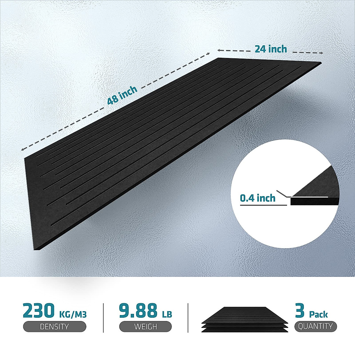 UMIACOUSTICS 3 Packs Large Sound Proof Panels,48 x 24 x 0.4 Inches Flame Retardant Acoustic Panels,Decorative Sound Absorbing Panels in Irregular Slotting for Wall Door.