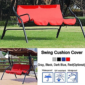 Zerone Swing Chair Cushion Cover, Garden Courtyard Outdoor Waterproof Polyester Taffeta 3 Seats Foldable Swing Chair Pad Hammock Seat Cushion Cover Gray, Black, Dark Blue, Red(Optional) (Red)