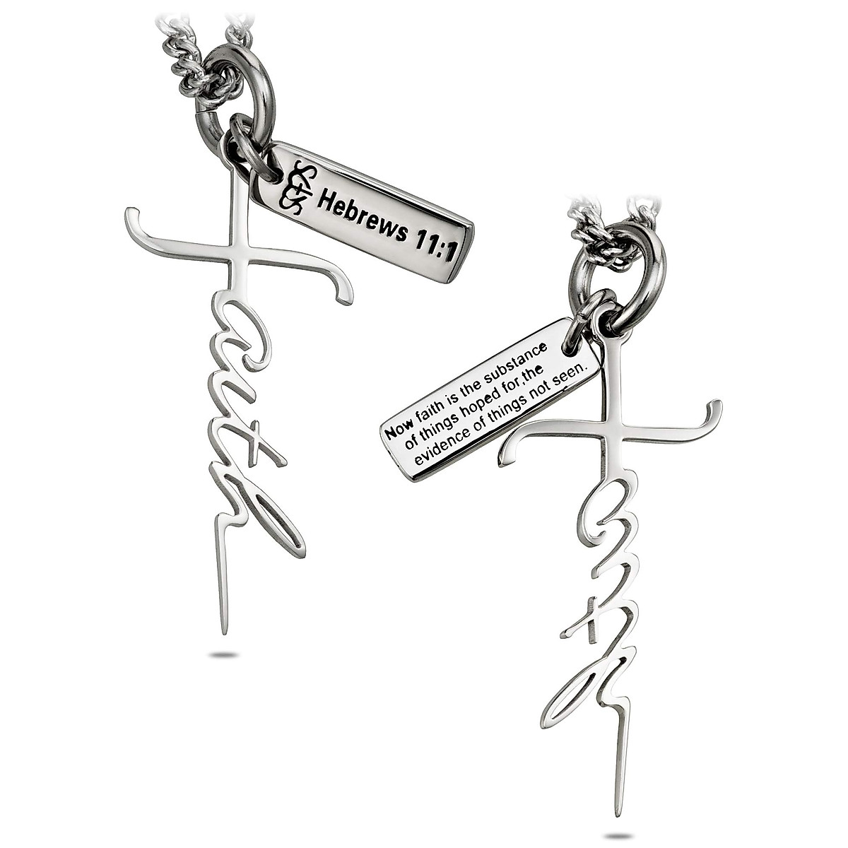 Shields of Strength Women's 14K Gold or Stainless Steel Faith Cross Pendant Necklace Hebrews 11:1 Bible Verse Christian Gifts Religious Jewelry Girl