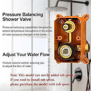 Gabrylly Shower System Black, 12 Inch Shower Faucet Set with Rain Shower Head and Handheld, Rainfall Shower Combo Set with Shower Valve Kit
