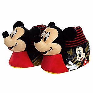 Disney Boys' Mickey Mouse Slippers – 3D Head Plush Sock Top Slippers (Toddler/Boy), Size 11-12 Little Kid, Mickey Mouse
