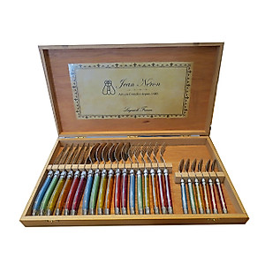 Laguiole Rainbow Platine Flatware in Presentation Box (Set of 24)