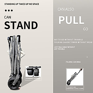 Collapsible Foldable Wagon Cart Heavy Duty Outdoor Utility Wagon 270 Lbs Load-Bearing Beach Wagon Cart with Large Brake Wheels Portable Sports Wagon for Beach Garden Camping