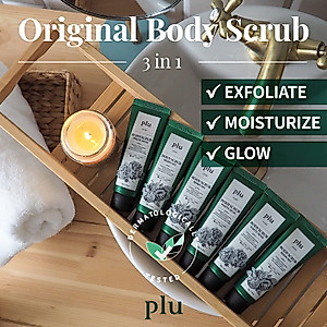 PLU Original Walnut Body Scrub Polish - Rosemary Herb - Exfoliating & Moisturizing & Glow - for Acne, Cellulite, Stretch Marks, Spider Veins - Fresh Chamomile & Rosemary Scent, 6.76 oz.