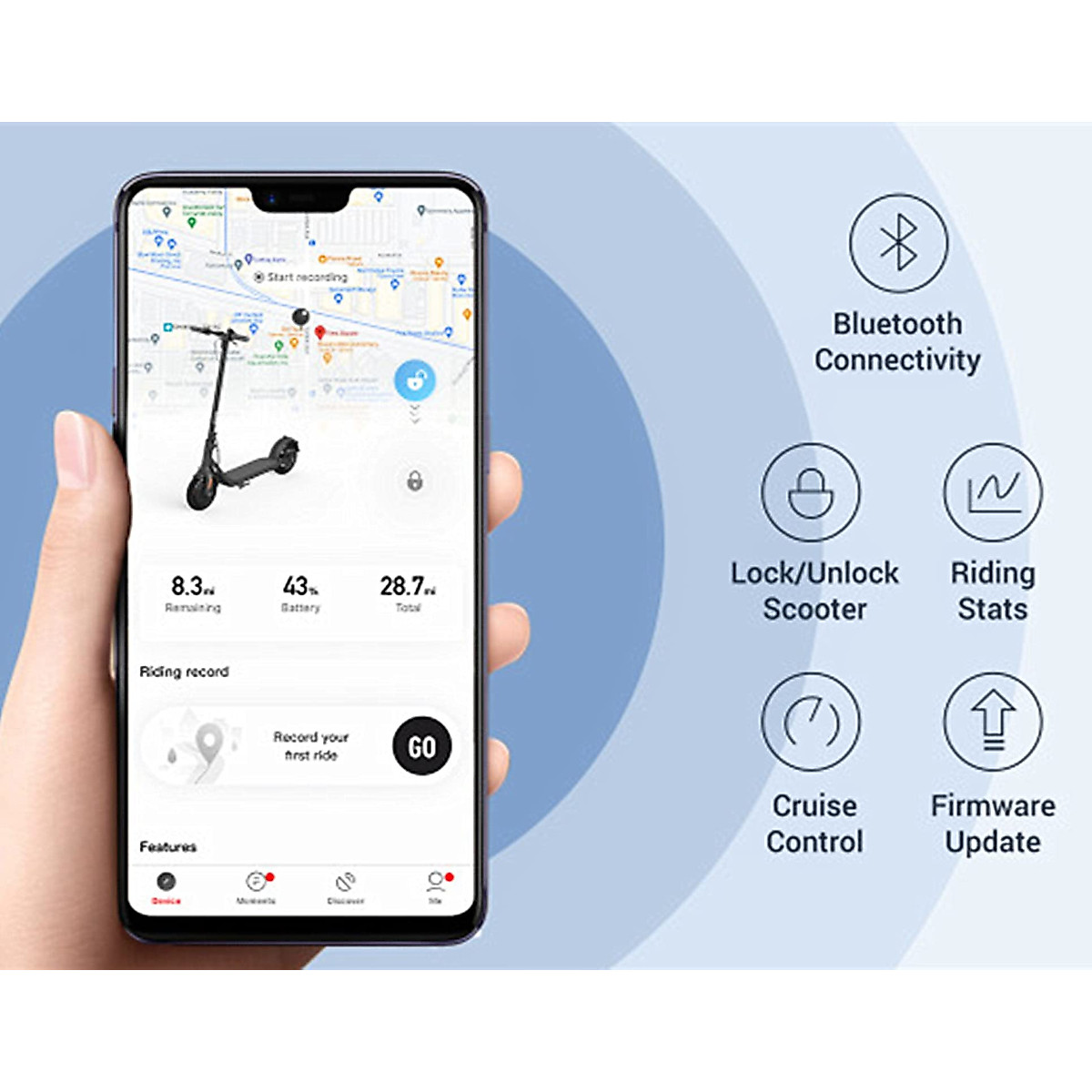 Segway Ninebot F40 Electric Kick Scooter, 350W Powerful Motor, 10-inch Pneumatic Tire, Foldable Commuter Electric Scooter for Adults, Dark Grey