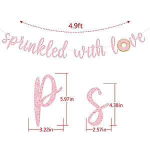 Sprinkled with Love Glitter Banner Baby Shower Sprinkle Party Decoration for Girl Pre-Strung Sign Gold (Pink)