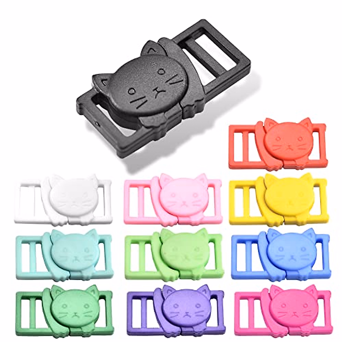 CooBigo 25pcs 3/8" (11mm) Cat-Head Plastic Safty Breakaway Buckles for Bra Cat Dog Collar Paracord FLC124(Mix-s)