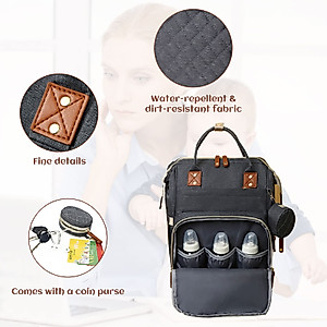 WCHOSOZH Diaper Bag Backpack, Large Diaper Bag with Portable Changing Pad, Travel Baby Bag with Stroller Straps for Mom & Dad (Grey)