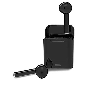 Wireless Bluetooth Earbuds - True Wireless Stereo Sound Ear Buds - in-Ear Headphones with More Bass and Clearer Sound - Premium Ear Buds with Charging Case and Cable - Black