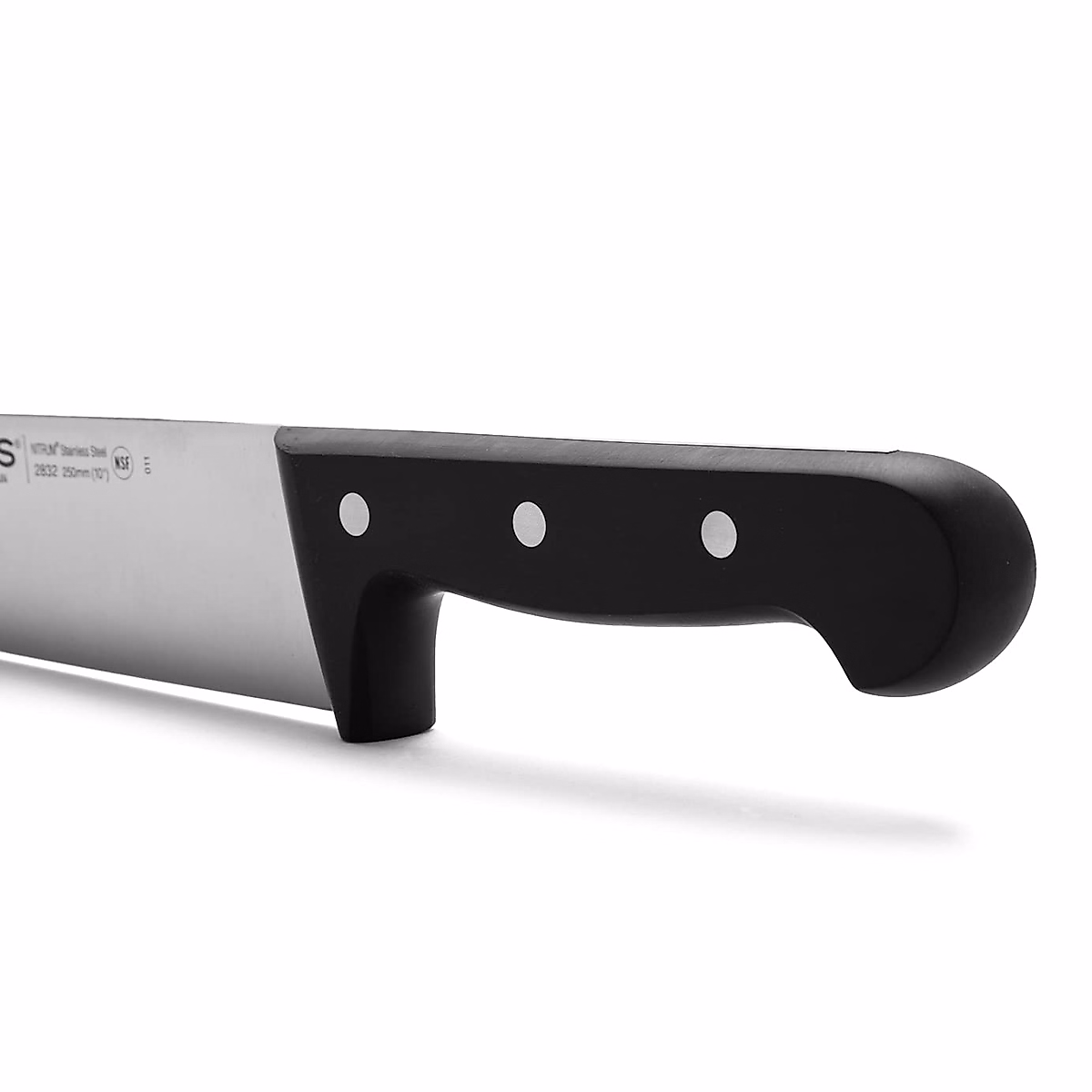 Arcos Butcher Knife 10 Inch Nitrum Stainless Steel and 250 mm blade. 353 gr. Professional Cleaver Knife. Ergonomic Polyoxymethylene POM Handle. Series Universal. Color Black