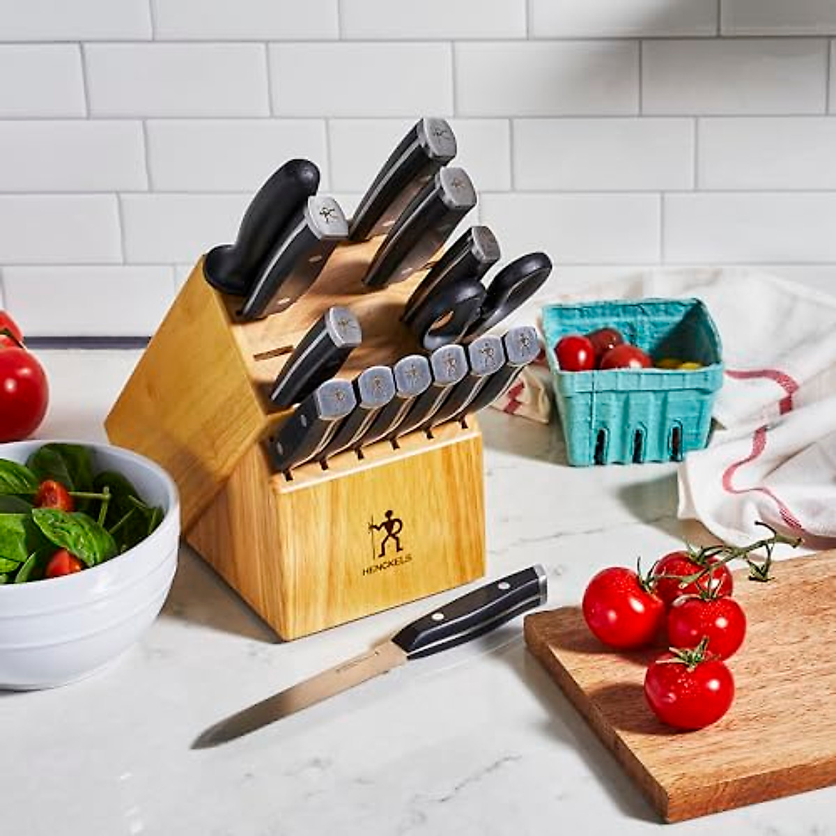 HENCKELS Refined Razor-Sharp 15-Piece Self Sharpening Knife Block Set, Chef Knife, Bread Knife, Steak Knife, German Engineered Knife Informed by 100+ Years of Mastery