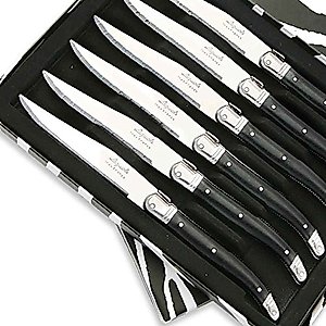 Set of 6 Laguiole steak knives ABS black - Direct from France