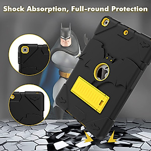 YIMIKOL Kids Case for iPad 9th Generation/iPad 8th Generation/iPad 7th Generation, iPad 10.2 inch Case 2021/2020/2019, Heavy Duty Shockproof Rugged Protective 10.2" Cover for Boys Girls (Black+Gold)